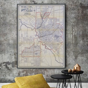Vintage Map of Dallas Old Dallas Map Dallas Print Dallas - Etsy