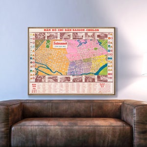 Vintage Map of Saigon, Ho Chi Minh Map, Old Saigon Print, Ho Chi Minh ...