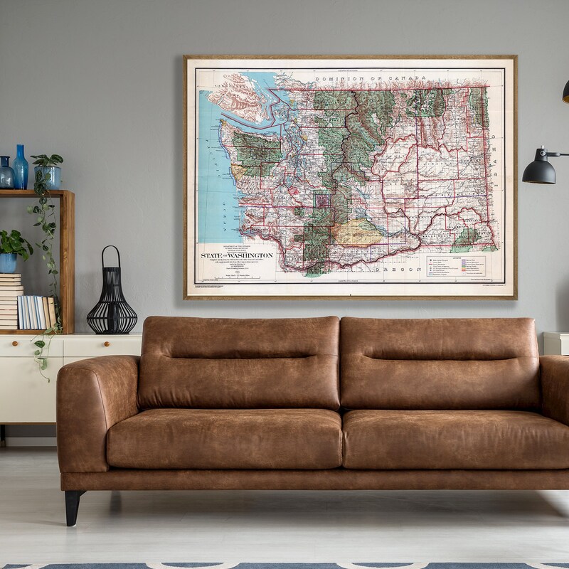 Map of Washington State - Etsy