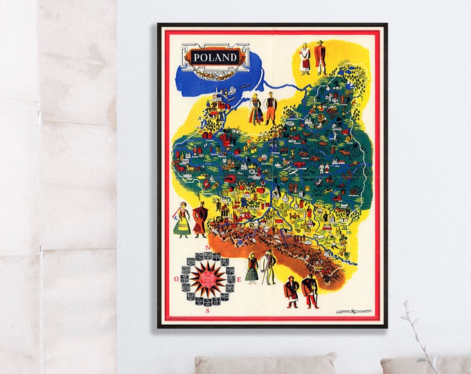 Poland Art Print, Poland Print, Poland Map Art, Poland Wall Art, Poland ...