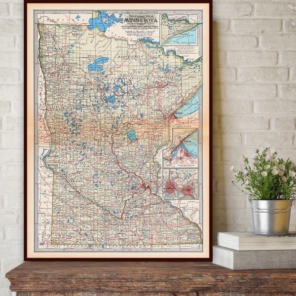 Old Minnesota Map - Etsy