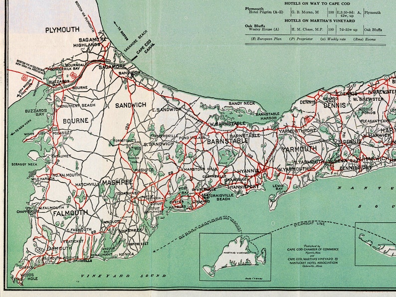 Vintage Road Map of Cape Cod Massachusetts Cape Cod Map Cape - Etsy