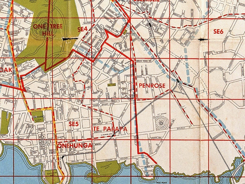 Vintage Map of Auckland Old Auckland Print Historic Auckland - Etsy