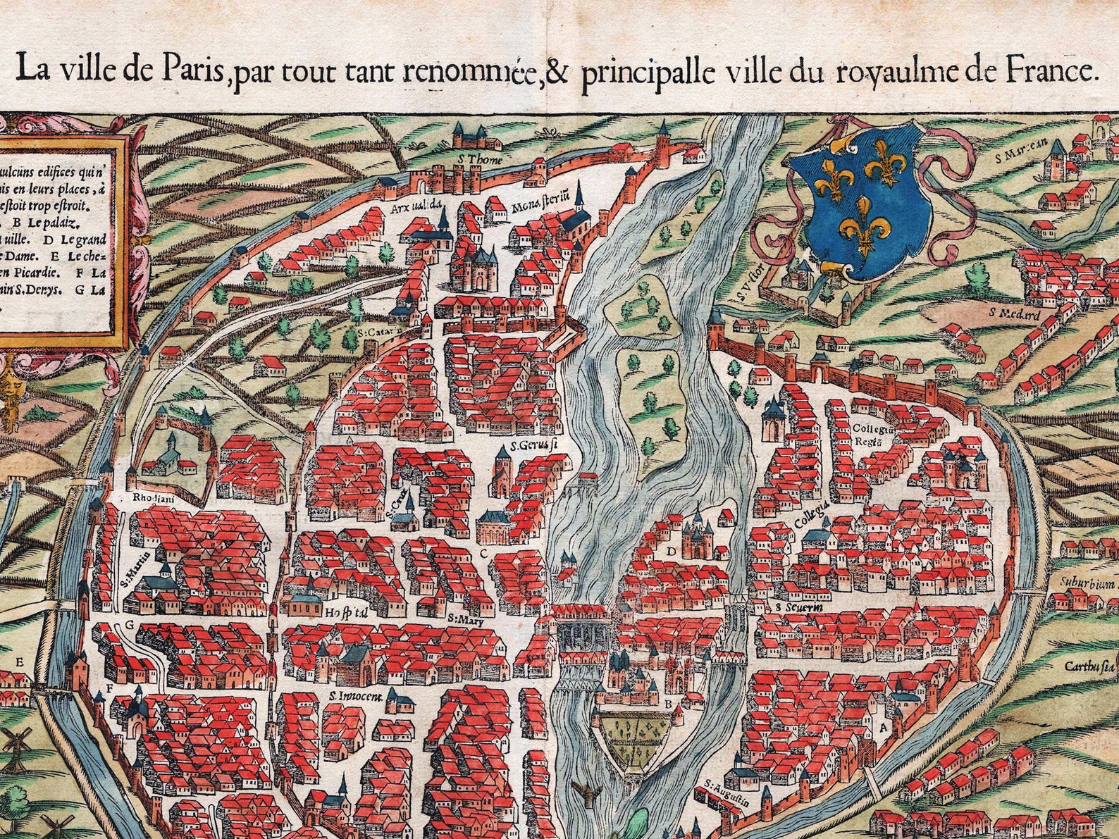 Oldest Printed Map of Paris Ancient Paris Wall Map Old Paris | Etsy