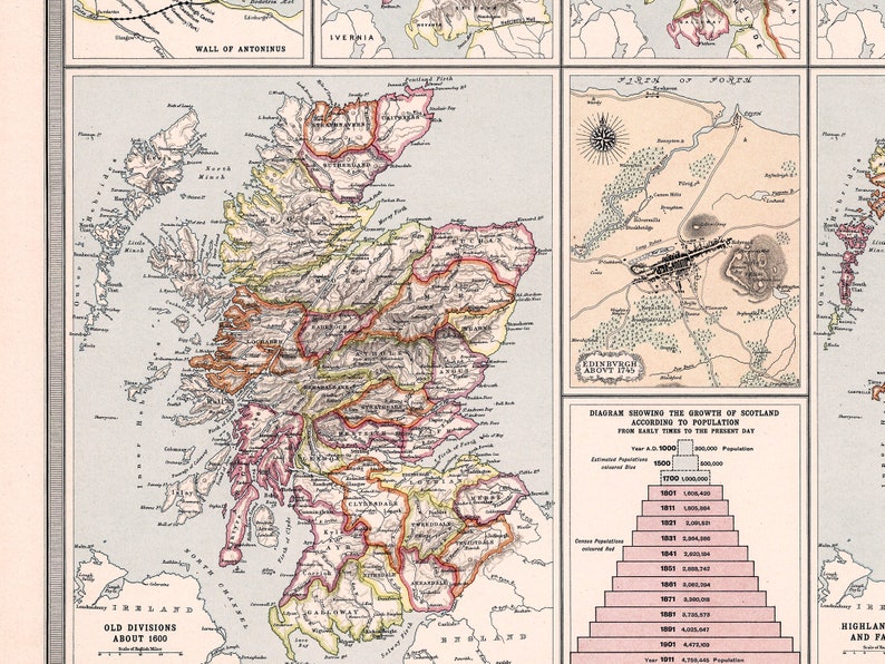 Historical Maps of Scotland Highland Clans and Families | Etsy