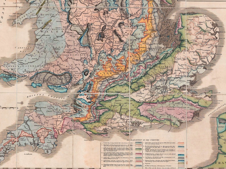 Geological Map of England and Wales William Smith Strata - Etsy UK