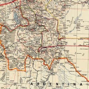 Vintage Map of Bolivia, Old Bolivia Print, Bolivian Gifts, Bolivian ...