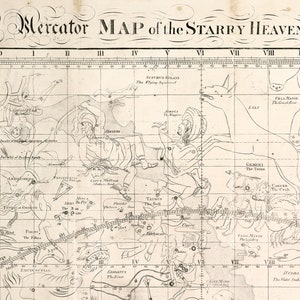 Celestial Art, Vintage Large Celestial Map, Astronomy Print, Astrology ...