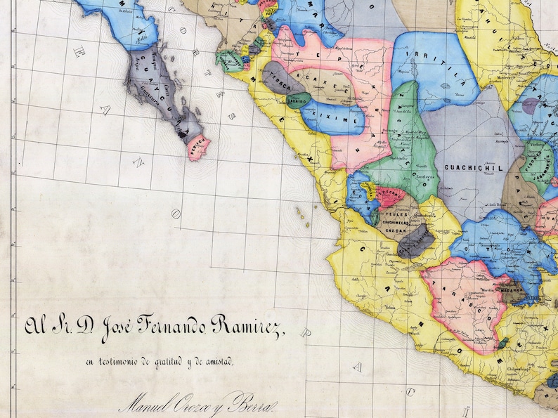 Ethnographic Map of Mexico Tribes of Mexico Ethnology Map - Etsy