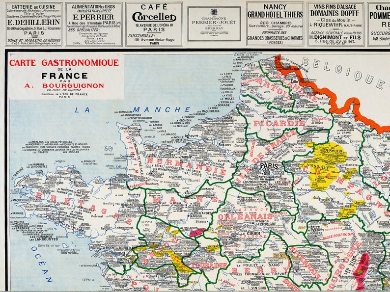 France Food Map French Gastronomy Map France Poster Map | Etsy