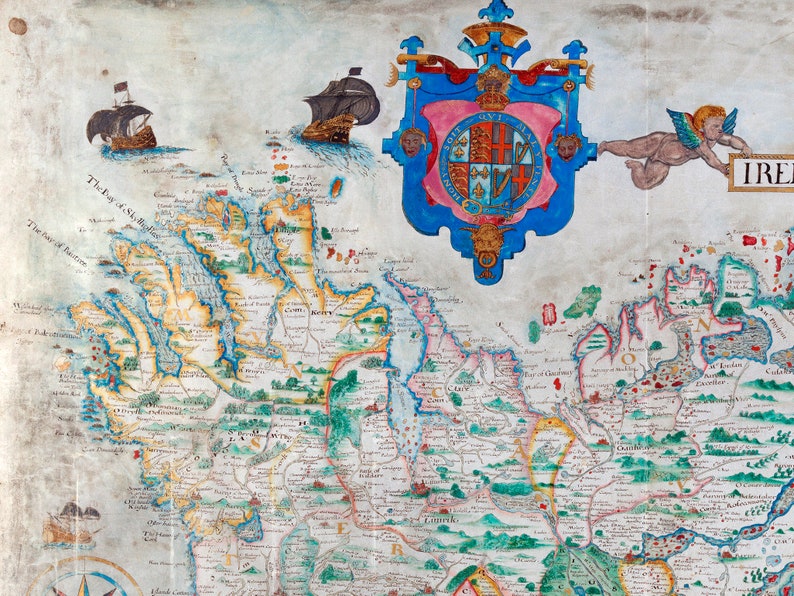 Medieval Map of Ireland Antique Ireland Map Names of the - Etsy