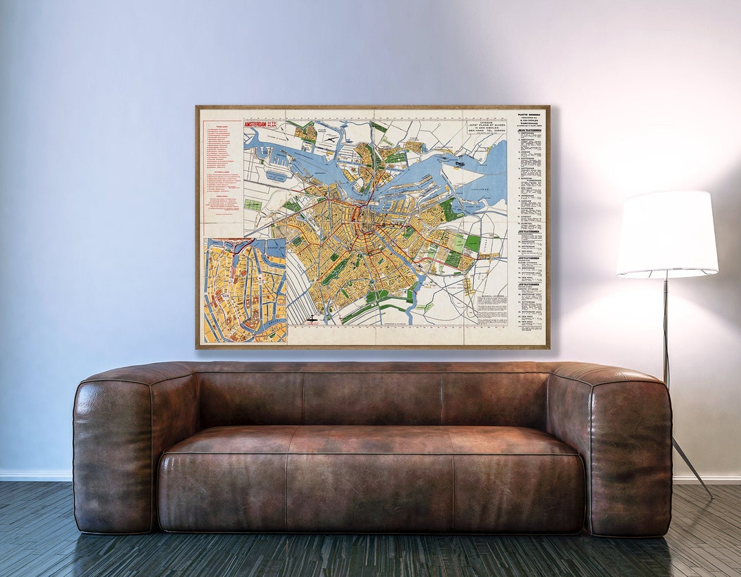 Old Amsterdam City Plan, Large Amsterdam Map Print, Netherlands Gifts ...