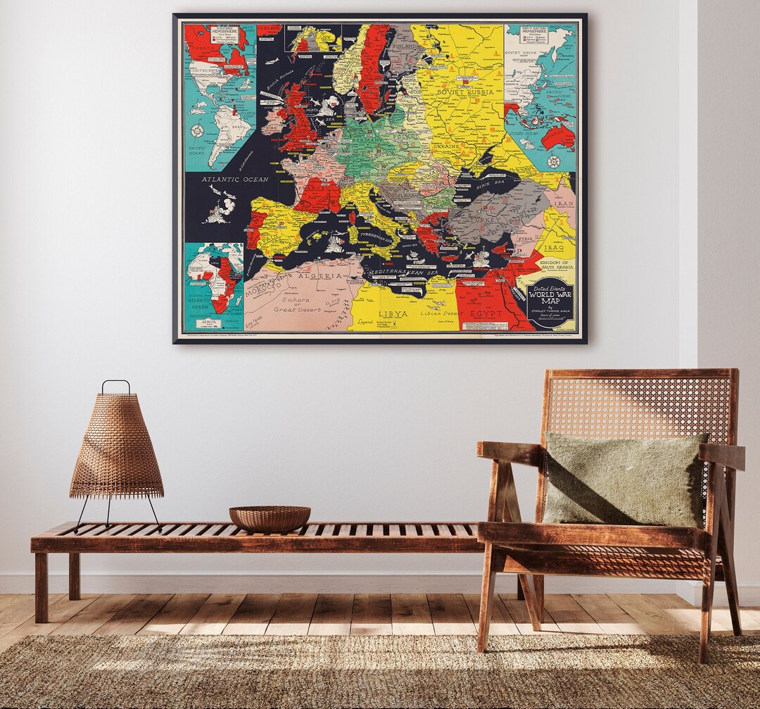 Detailed Dated Events Map of World War II Showing Combat Actions and ...