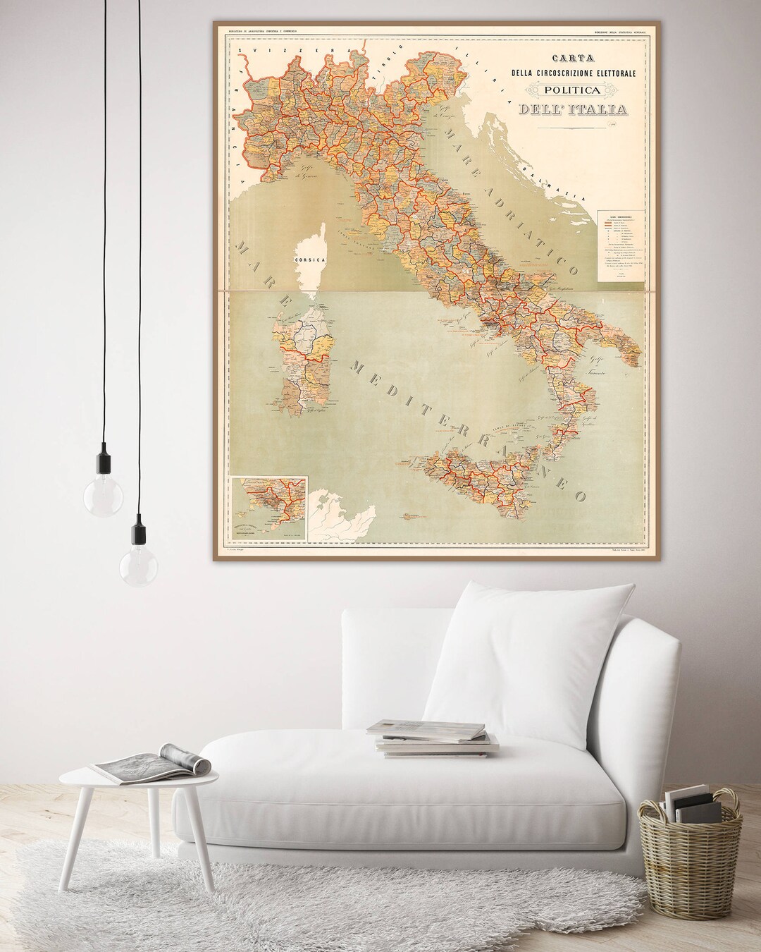 Old Map of Italy, Vintage Italy Map Print, Carta Della Circoscrizione ...