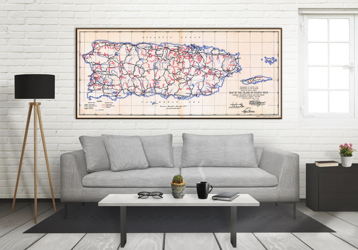 Map of the Island of Puerto Rico Vintage Puerto Rico Map - Etsy