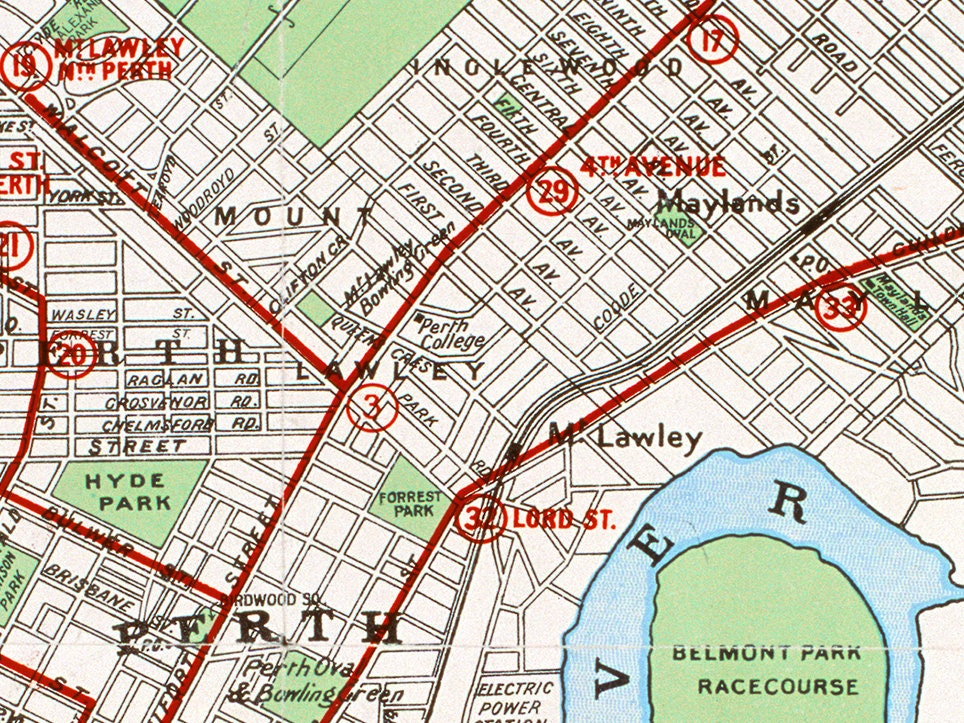 Vintage Map of Perth Australia Old Perth Map Australian | Etsy Australia