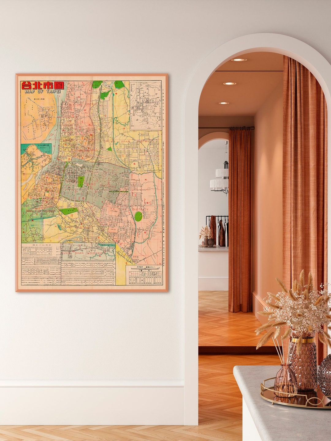 Large-format Map of Taipei, Vintage Taipei Taiwan, Old Taipei Print ...