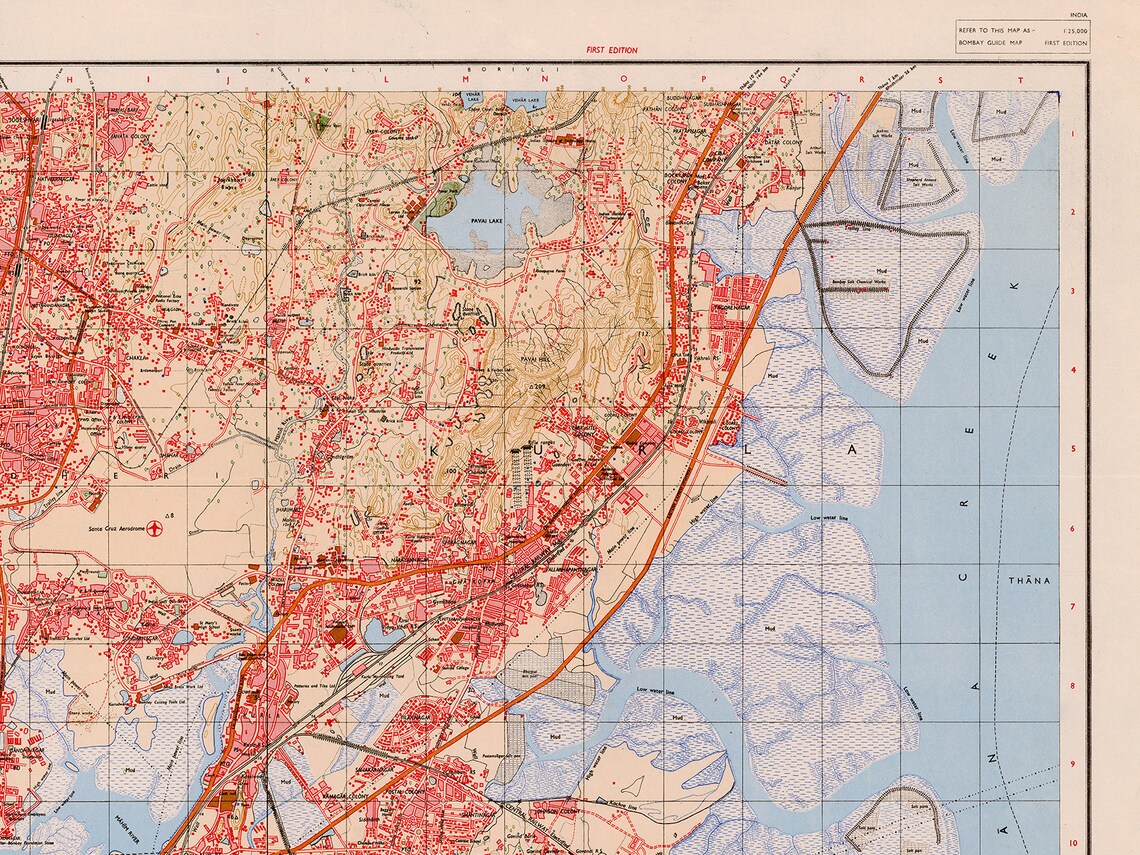 Vintage Map of Mumbai Old Mumbai City Mumbai Wall Art - Etsy