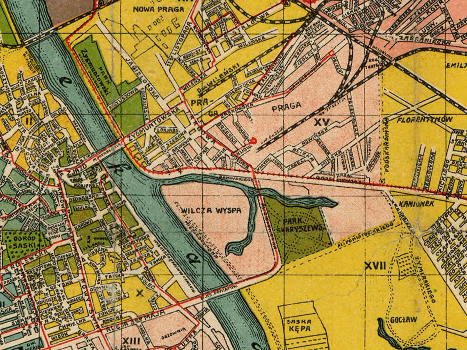 Vinatage Map of Warsaw Old Warsaw Map Warszawa Poland - Etsy Canada