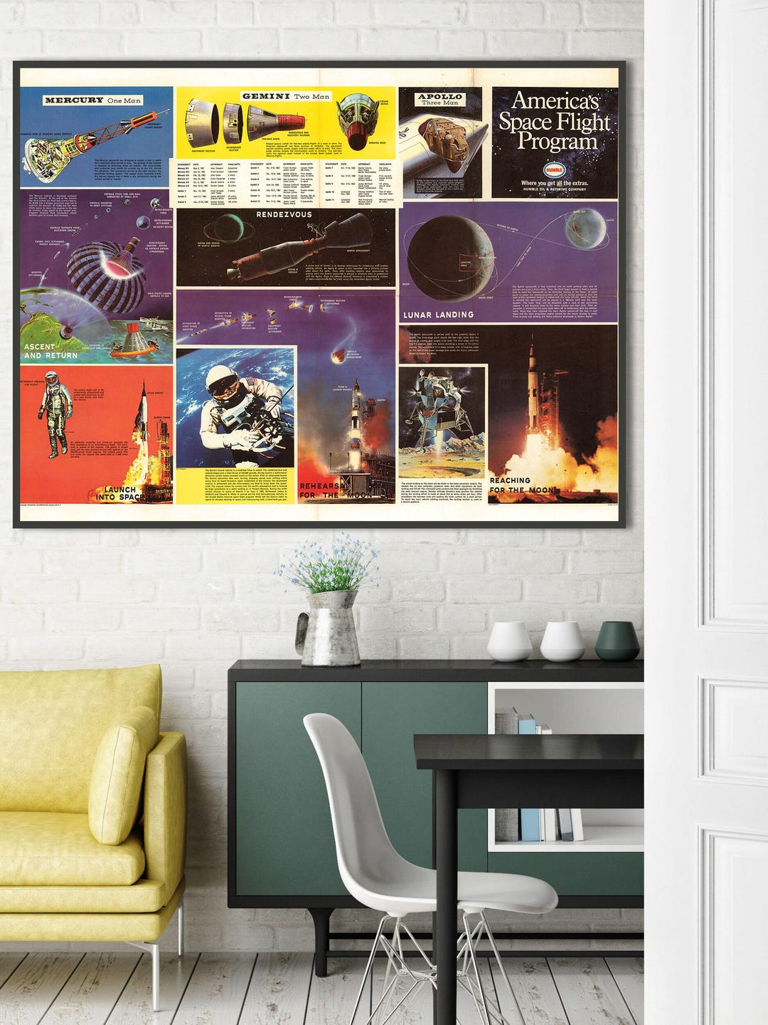 NASA Space Missions Art Print: Mercury, Gemini, Apollo (1961-1969) - Etsy