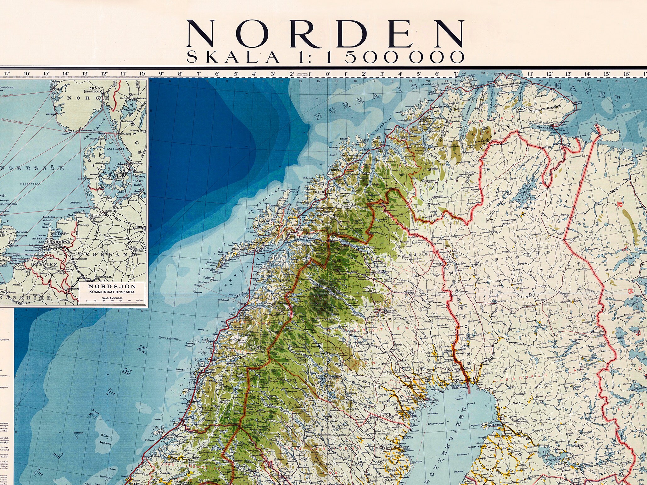Scandinavia Map Vintage NORDEN Map Map of the North - Etsy UK