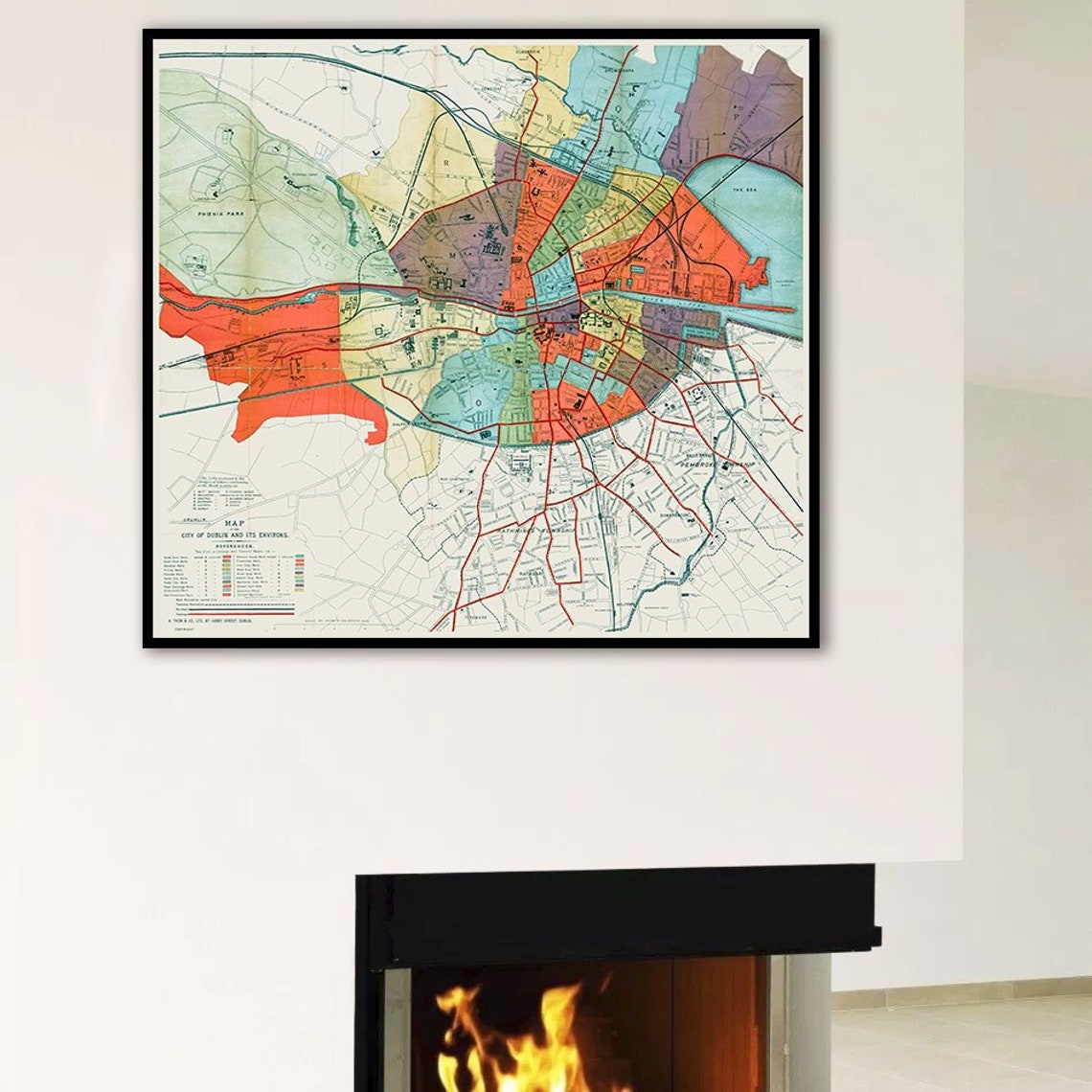 Vintage map of Dublin and its environs old Dublin map Dublin | Etsy