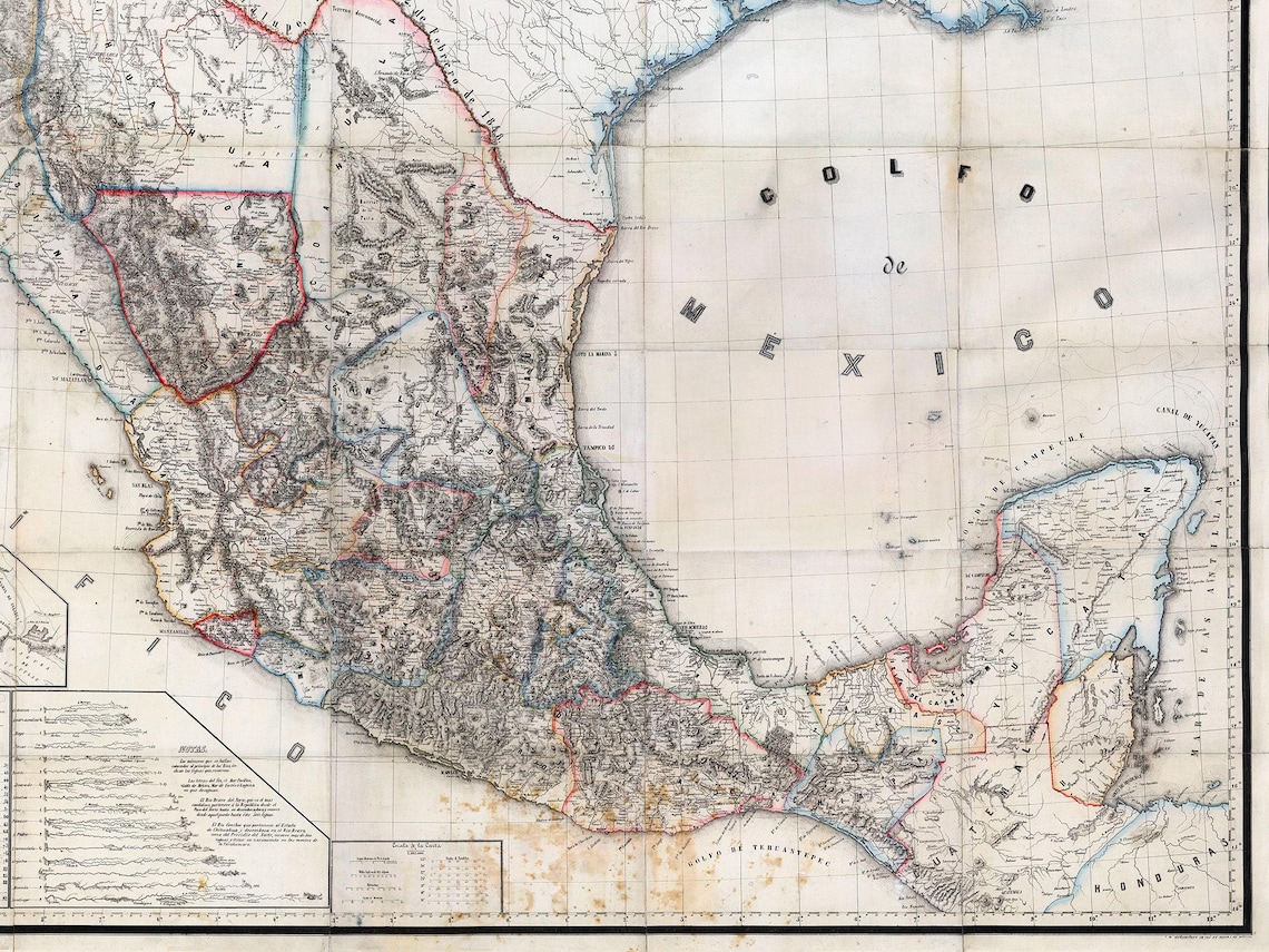 Antique Mexico Map Print: 1863 Carta General, Mexican Decor - Etsy