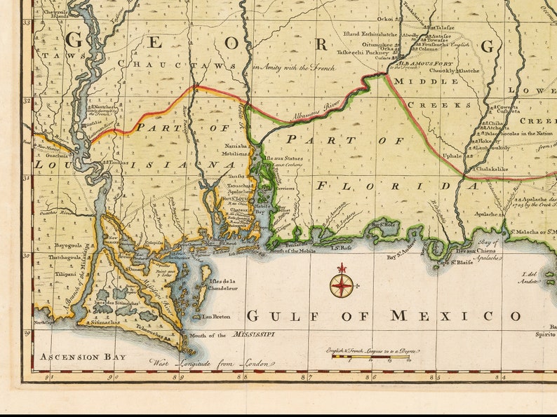 Historic Georgia map antique map of Georgia old Georgia wall | Etsy