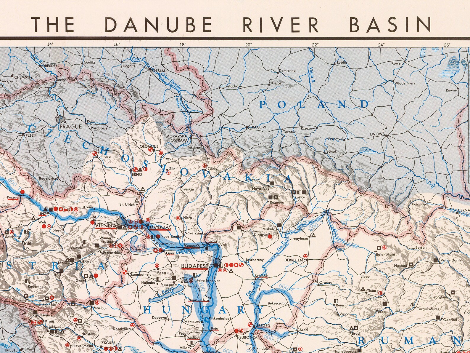 The Danube River Basin Vintage Map of Danube River Danube - Etsy
