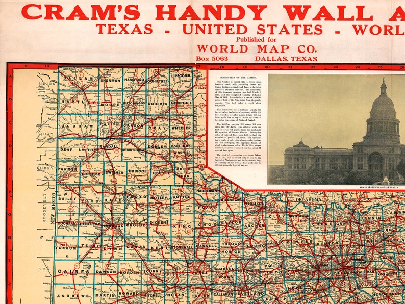 Vintage Texas wall map old Texas map Texas poster map Texas | Etsy