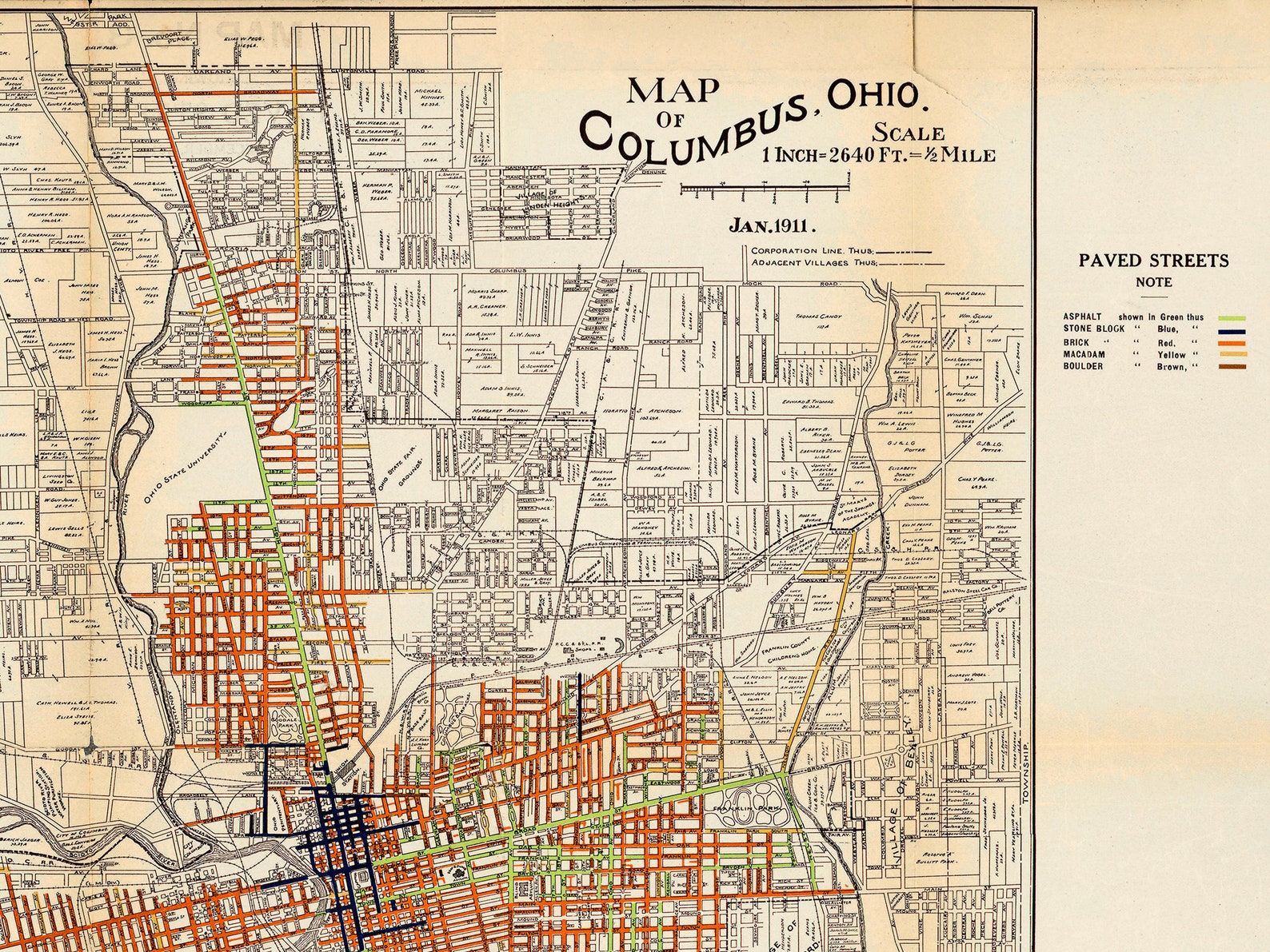 Columbus Ohio map Columbus map old map of Columbus Columbus | Etsy