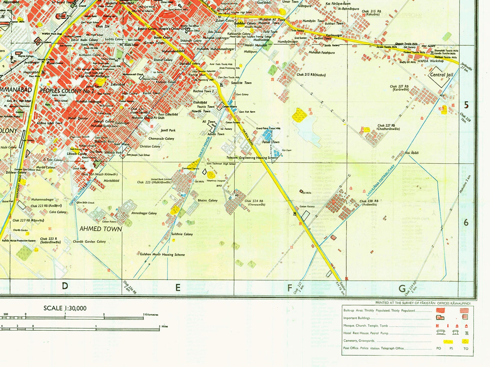Faisalabad City Map Faisalabad Pakistan Faisalabad map | Etsy