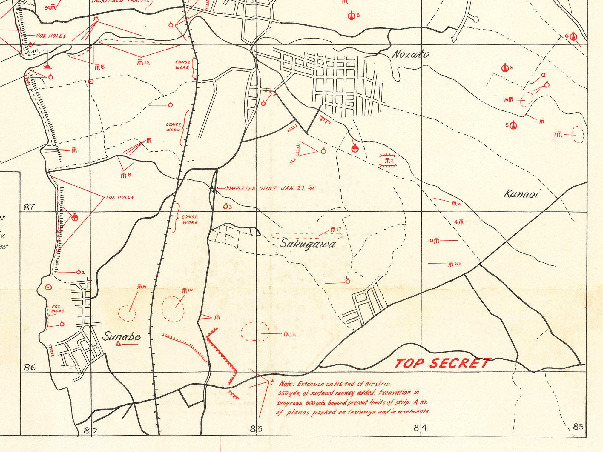 Okinawa WWII Map - Pacific Battle Landing Beaches, Kadena Airfield - Etsy