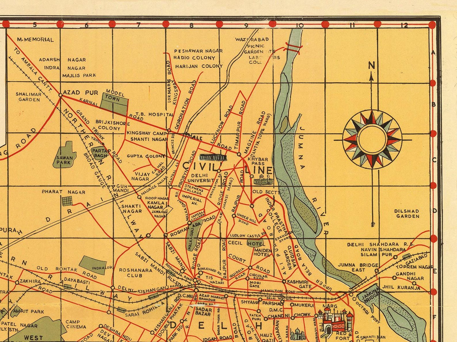 Vintage New Delhi Map Print: Pictorial India Road Map Wall Art - Etsy