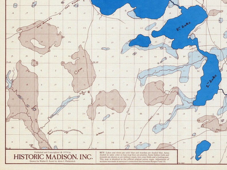 Old Madison Map Vintage Map of Madison WI Madison Lakes - Etsy