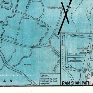 Vintage Map of Kathmandu City From the National Museum and ...