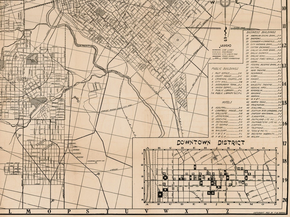 Historic Dallas Map Vintage Dallas Wall Art Texas Decor - Etsy