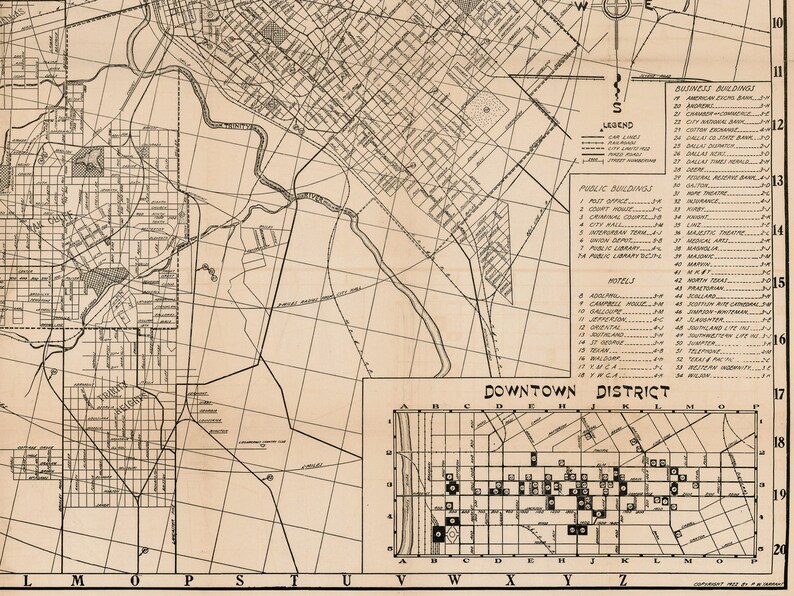 Historic Dallas Map Vintage Dallas Wall Art Texas Decor - Etsy