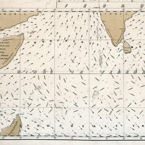 Indian Ocean Monsoon Map: Vintage Wind & Trade Route Chart - Etsy UK