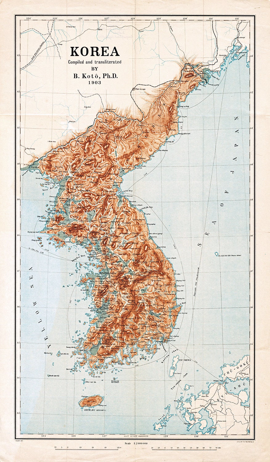 Vintage Map of Korea Korean Peninsula Old Korea Map Korean - Etsy UK