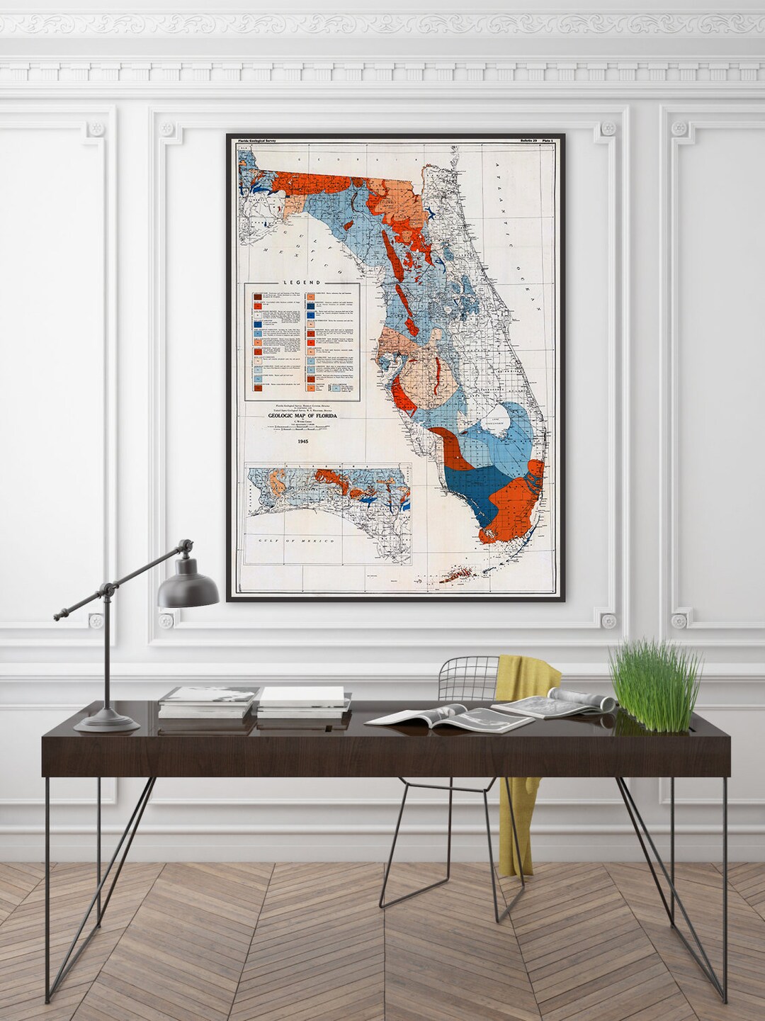 Geological Map of Florida, Vintage Florida Florida Wall Art Print ...