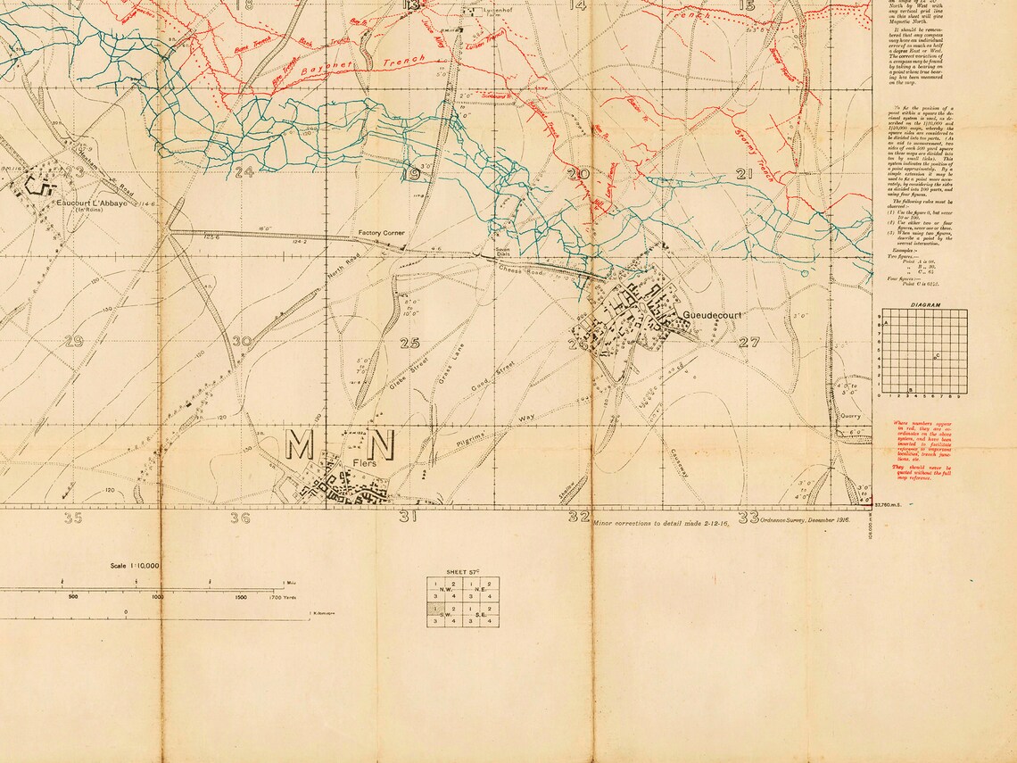 WW1 British Trench Map World War I Map WW1 Map Military - Etsy