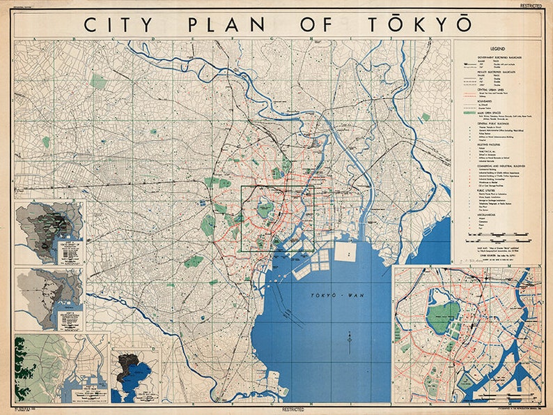 Vintage Map of Tokyo Old Tokyo Map Print Tokyo Wall Art - Etsy Canada