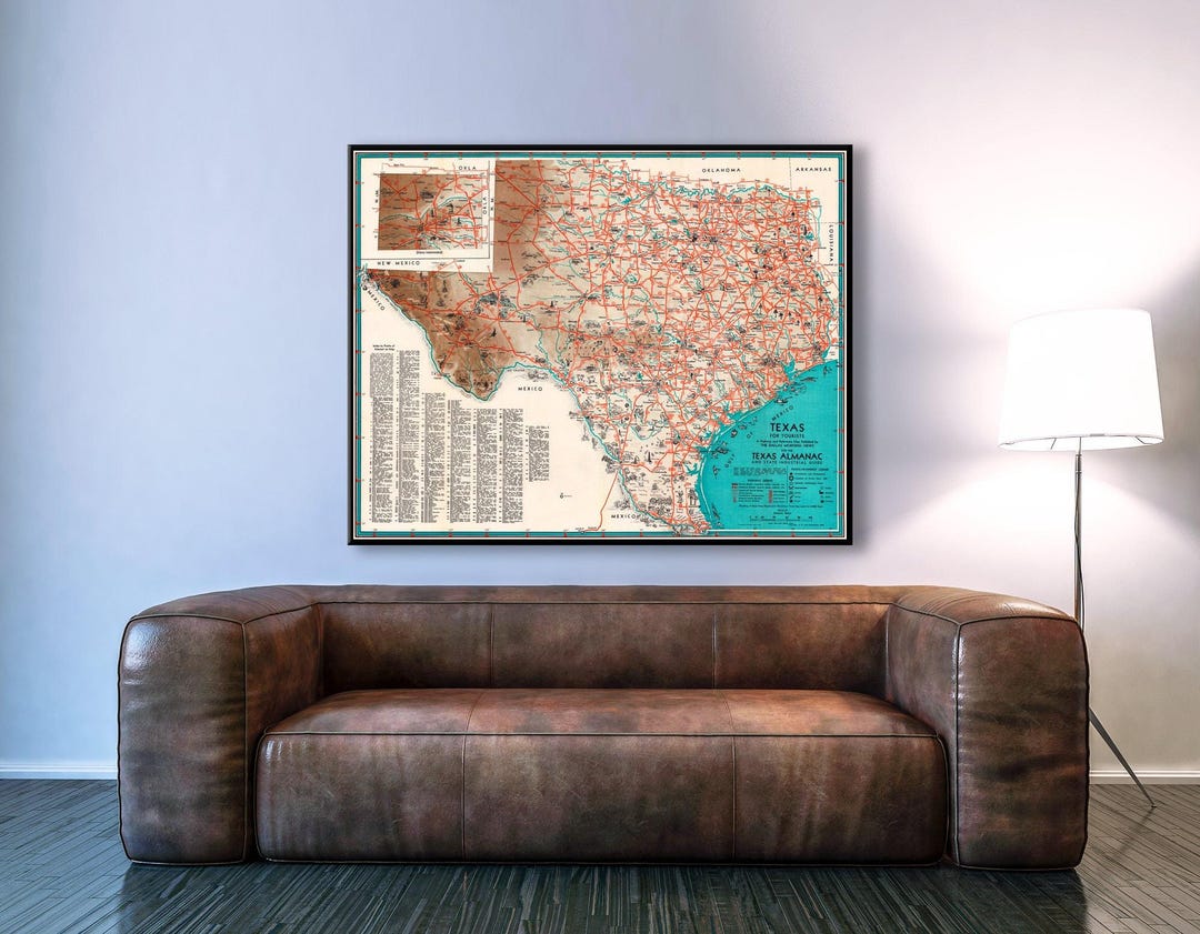 Vintage Texas Tourist Map Print: 1930s Pictorial Wall Art - Etsy