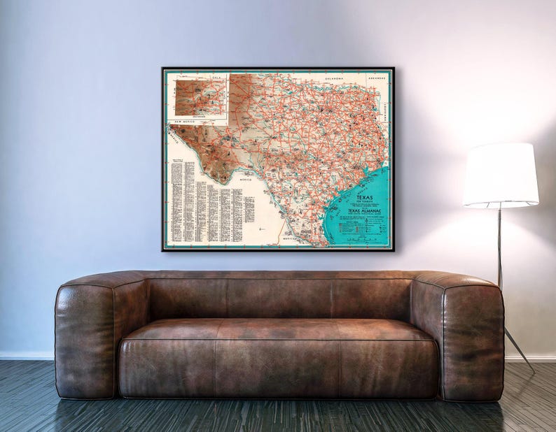 Vintage Texas Tourist Map Print: 1930s Pictorial Wall Art - Etsy Australia