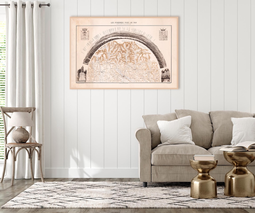 Pyrenean Mountain Range, Antique Pyrenees Map, Pyrenees Wall Art. - Etsy UK