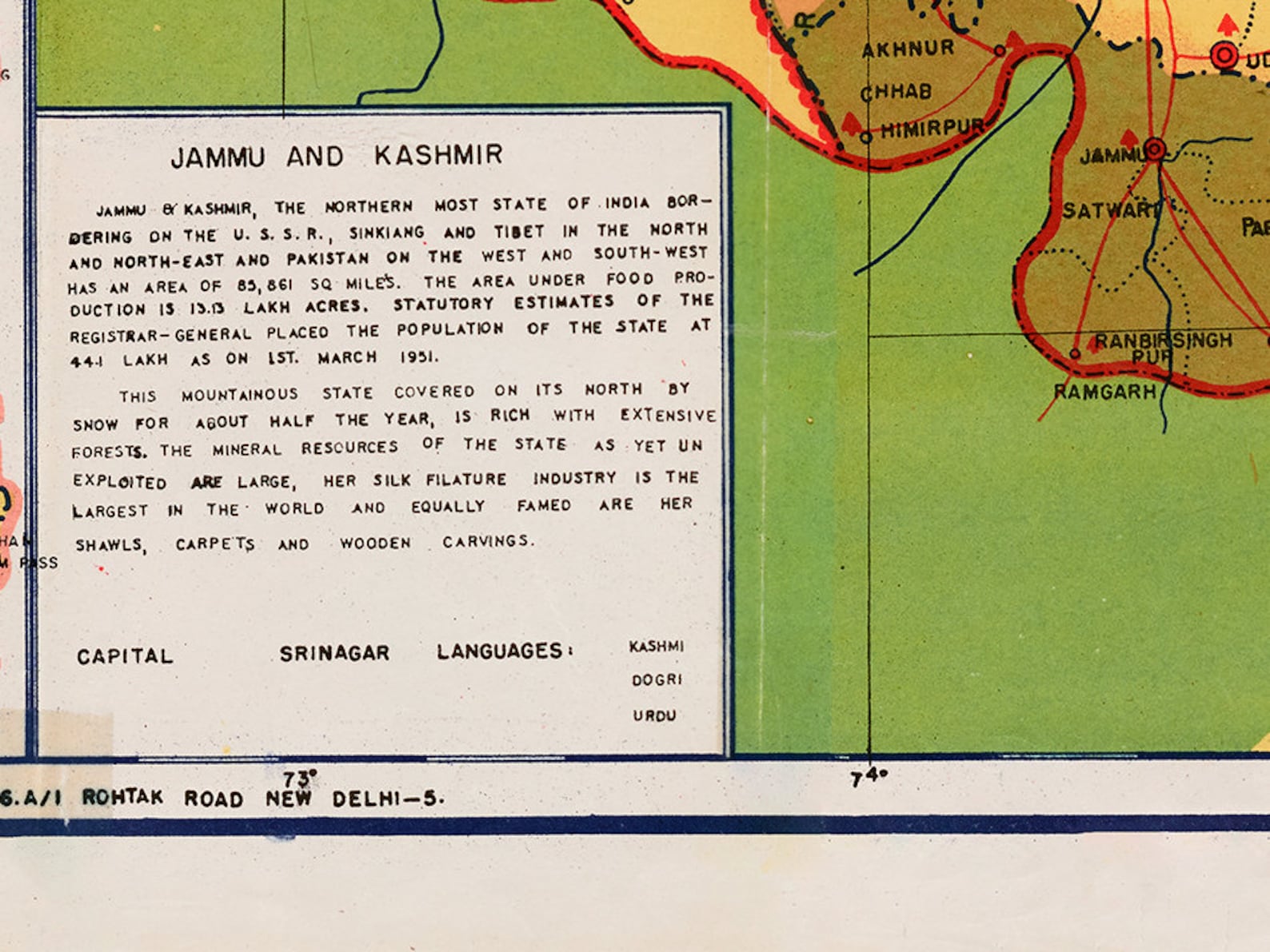 Jammu and Kashmir Map J&K Map Old Map of Jammu and Kashmir | Etsy India