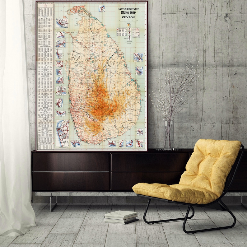 Vintage Map of Sri Lanka Old Sri Lanka Map Old Ceylon Map | Etsy