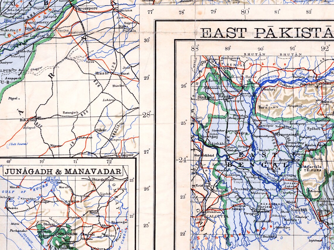 Old Pakistan Map Pakistan Wall Map Inset: East Pakistan | Etsy Canada