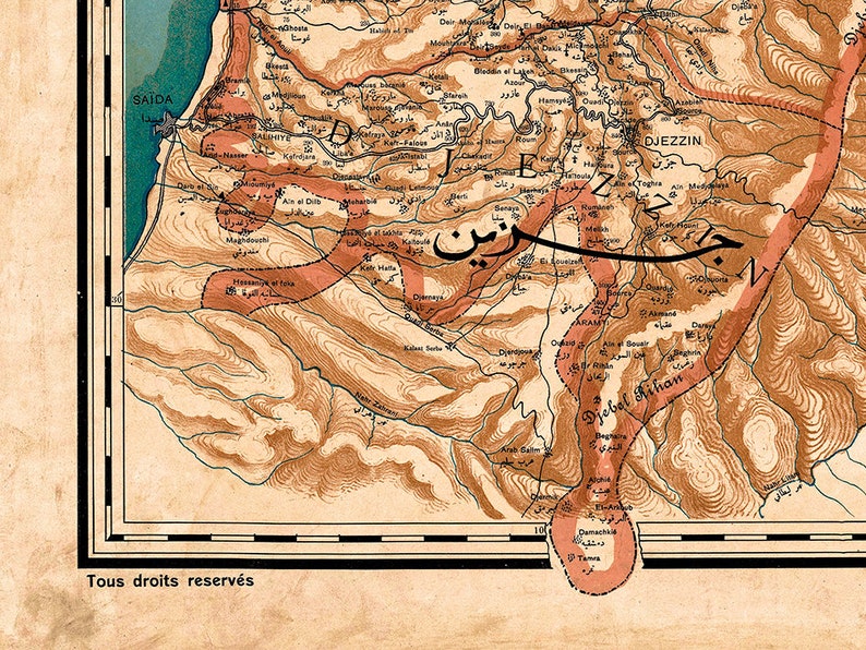 Lebanon map vintage old Lebanon map print Lebanese gift | Etsy